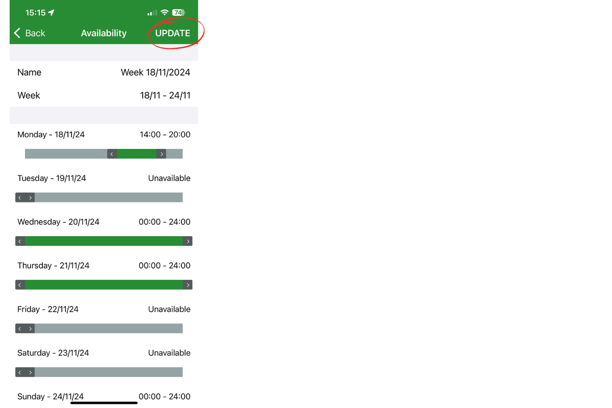 Updating your availability from a smartphone – RosterElf Customer Support